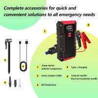 China 8000mAh Multi Functional Jump Starter with 150 PSI Air Compressor and LED Emergency Light for Emergency Vehicle Support for sale