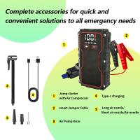 China Compact 12V Jump Starter with 150PSI Air Compressor, 10000mAh Battery, and LED Emergency Light for Roadside Emergencies for sale