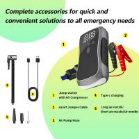 China 8000mAh 12V Jump Starter with 150PSI Digital Tire Inflator and Dual USB Ports Emergency Power Pack for sale