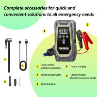 China 1000A Peak Current Multi-Function Jump Starter with 150PSI Air Compressor and 12000mAh Capacity for sale