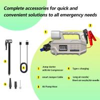 China 10000mAh Multi Functional Jump Starter with 150PSI Air Pump and Power Bank for Emergency Vehicle Charging for sale