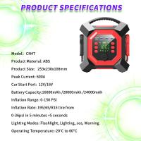 China 24000mAh Multi Functional Jump Starter with 150PSI Digital Air Compressor and 600A Peak Current Portable Power Pack for sale