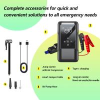 China 600A Peak Current Jump Starter with 150PSI Air Compressor and 6400mAh Battery Portable Power Bank for sale