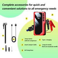 China Compact 12V Jump Starter with 6400mAh / 8000mAh Battery Built-in Air Pump and 300A Starting Current for Emergency Vehicle Boosting for sale