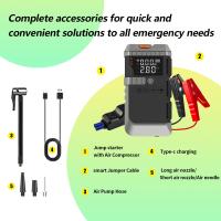 China Portable 12V 8000mAh Jump Starter Power Bank with 150 PSI Digital Air Pump for sale