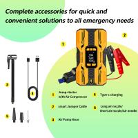 China 8000mAh Multi Functional Jump Starter with 150 PSI Air Compressor and 600A Peak Current for Emergency Vehicle Starting for sale