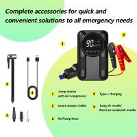 China Portable Multi Functional Jump Starter with 8000mAh Battery Capacity 150 PSI Air Compressor and 1000A-1200A Peak Current for sale