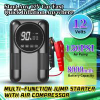 China Portable Multi Functional Jump Starter with 8000mAh Battery Capacity 150 PSI Air Compressor and 1000A-1200A Peak Current for sale