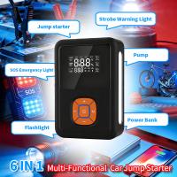 China 8000mAh Battery Jump Starter with Built-in Air Compressor and LED Emergency Light for Car Emergency Charging for sale