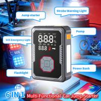 China 2400A Peak Current Multi Functional Jump Starter with 150PSI Digital Air Compressor and 16000mAh Battery Capacity for sale