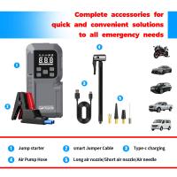 China 12000mAh Battery Multi-Function Jump Starter with 150 PSI Air Compressor and LED Emergency Light for sale