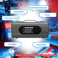 China Heavy-Duty 12000mAh Battery Jump Starter with 150 PSI Air Compressor and 1000A Peak Current for Emergency Vehicle Charging for sale