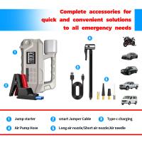 China 10000mAh Battery Jump Starter with 150 PSI Air Compressor and 2000 Lumens Flashlight for Emergency Vehicle Charging for sale