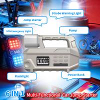 China 10000mAh Battery Jump Starter with 150 PSI Air Compressor and 2000 Lumens Flashlight for Emergency Vehicle Charging for sale