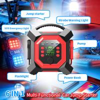 China 600A Peak Current Multi Functional Jump Starter with Built-In Air Pump and 16000mAh Battery for sale