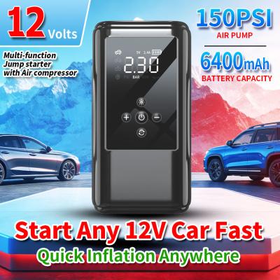 China Compact 6400mAh Battery Jump Starter with Built-in Air Pump and 600A Peak Current for Emergency Vehicle Charging for sale