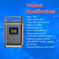 China 12V 8000mAh Portable Car Jump Starter with 150 PSI Tire Inflator and Power Bank Function for sale