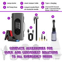 China 8000mAh Battery Car Jump Starter with 150 PSI Air Compressor and Multi-function Emergency Light for sale