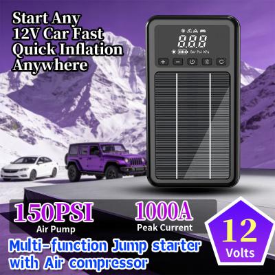 China Portable 1000A Peak Car Jump Starter with 150 PSI Air Compressor and 2.4-inch Digital Display for sale