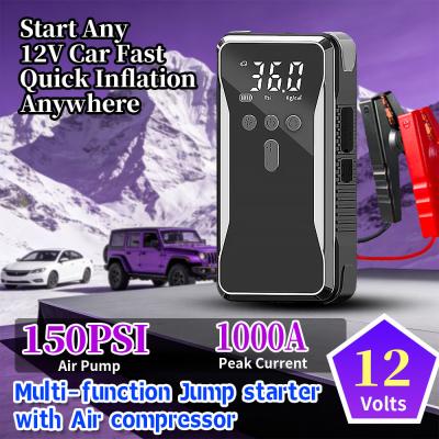 China Compact Automotive Jump Starter with 1000A Peak Starting Current and 150 PSI Tire Inflation Portable Air Compressor for sale