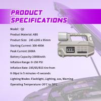 China Smart 10000mAh Jump Starter with 150 PSI Air Compressor and LED Flashlight for Emergency Power Supply for sale