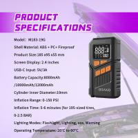 China 1800A Peak Current Car Jump Starter with 150PSI Air Compressor and 2.4 Inch Digital Display for sale