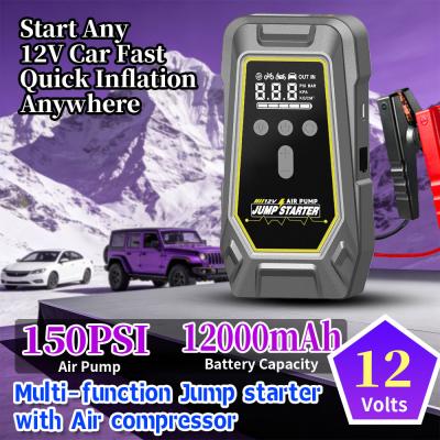 China 8000mAh Battery Capacity 150 PSI Air Compressor Car Jump Starter with Multiple LED Lighting Modes and Portable Power Bank for sale