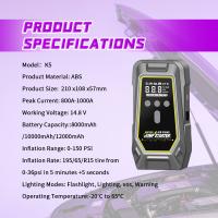 China 8000mAh Battery Capacity 150 PSI Air Compressor Car Jump Starter with Multiple LED Lighting Modes and Portable Power Bank for sale