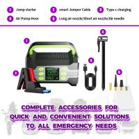 China 24000mAh Car Jump Starter with 150 PSI Tire Compressor and Multi-function LED Lighting Portable Power Bank for sale