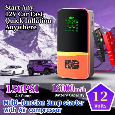 China 600A Peak Current Vehicle Jump Starter with Built-in 150 PSI Air Compressor and 30000mAh Battery Capacity for sale