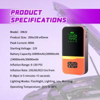 China 600A Peak Current Vehicle Jump Starter with Built-in 150 PSI Air Compressor and 30000mAh Battery Capacity for sale