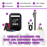 China Portable 8000mAh Car Jump Starter with 150 PSI Air Compressor and 1000A Peak Current for Emergency Power for sale