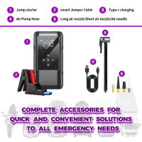 China 600A Peak Current 6400mAh Battery Capacity Vehicle Jump Starter with 150 PSI Digital Air Pump and LED Emergency Light for sale
