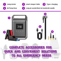 China 12V 8000mAh Automotive Jump Starter with 150PSI Digital Inflator and LED Emergency Lamp for sale