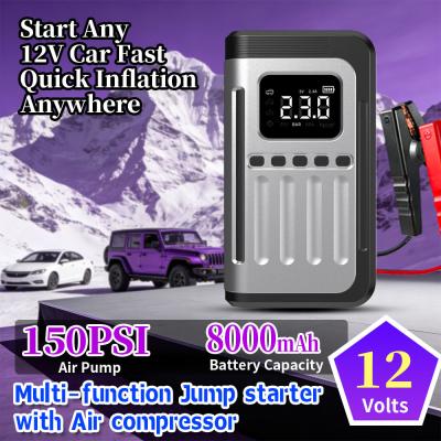 China 12V Automotive Jump Starter with 8000mAh Battery 150PSI Tire Pump and Multi-Mode LED Light for sale
