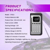 China 12V Automotive Jump Starter with 8000mAh Battery 150PSI Tire Pump and Multi-Mode LED Light for sale