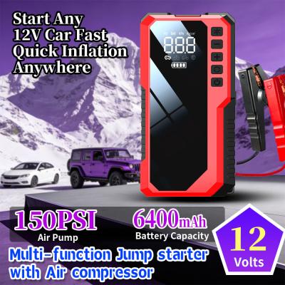 China CYD17 12V Portable Car Jump Starter with 6400mAh Battery 600A Peak Current and 150PSI Air Compressor for sale