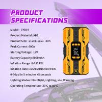 China Emergency Car Jump Starter with 150PSI Air Compressor 8000mAh Battery and 600A Peak Current for Quick Engine Start for sale