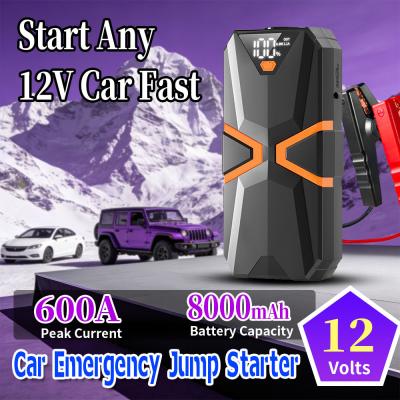 China Emergency 12V Vehicle Jump Starter with 600A Peak Output 8000mAh Rechargeable Power Bank and Built-in LED Light for sale