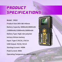 China 12V Portable Battery Booster with 600A Peak Current 8000mAh Capacity and QC3.0 Fast Charging for Cars for sale
