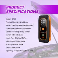 China Portable Car Jump Starter with 600A Peak Current 8000mAh Battery and QC3.0 Fast Charging for sale