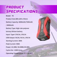 China Portable Jump Starter with 8000mAh Power Bank 500A Peak Current and Multi-Function Charging for Emergency Car Battery Boosting for sale