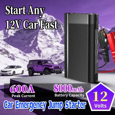 China 12V Compact Car Jump Starter with 600A Peak Current 8000mAh Battery and LED Flashlight for sale