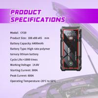 China Auto Jump Starter 600A Peak Current with 6400mAh Battery and LED Display for 12V Vehicles for sale