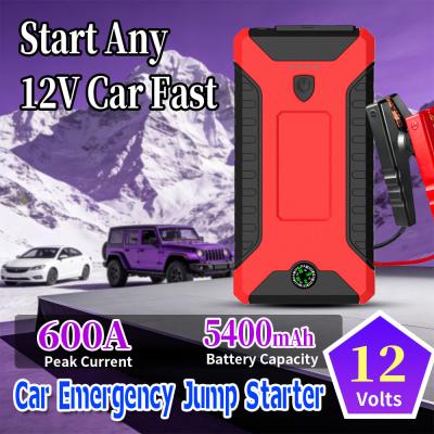 China Portable 12V Car Jump Starter with 600A Peak Power 6400mAh Battery LED Display and Emergency Light for sale