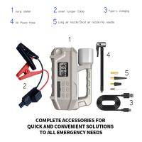 China 12V Portable Car Jump Starter with 10000mAh Battery and 150 PSI Air Compressor for 1000A Peak Current Emergency Power for sale