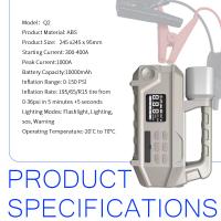 China 12V Portable Car Jump Starter with 10000mAh Battery and 150 PSI Air Compressor for 1000A Peak Current Emergency Power for sale