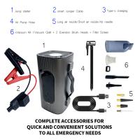 China 12V Multi Functional Jump Starter with 150 PSI Air Pump, 8000–12000mAh Battery, and Vacuum Function for Emergency Use for sale