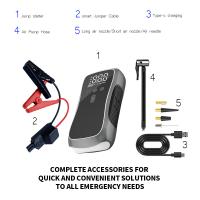 China Multi-Function Jump Starter with 150 PSI Air Compressor 8000–12000mAh Battery and Digital Screen for Emergency Vehicle Starting for sale