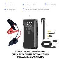 China Emergency Car Starter with 150 PSI Inflator 6000–12000mAh Battery and LED Lamp Multi Functional Jump Starter for sale